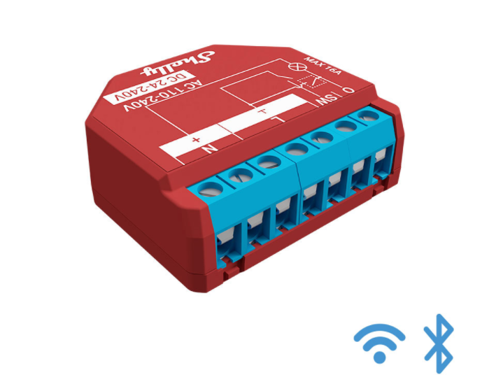 Shelly · Flush-mounted · "Plus 1PM" · Relay